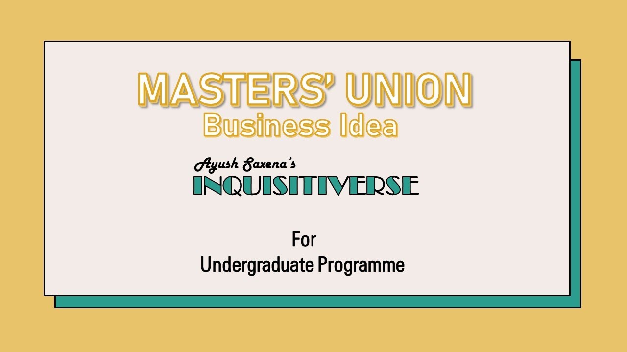 Masters' Union UG Programme | Video Essay | Ayush Saxena - YouTube