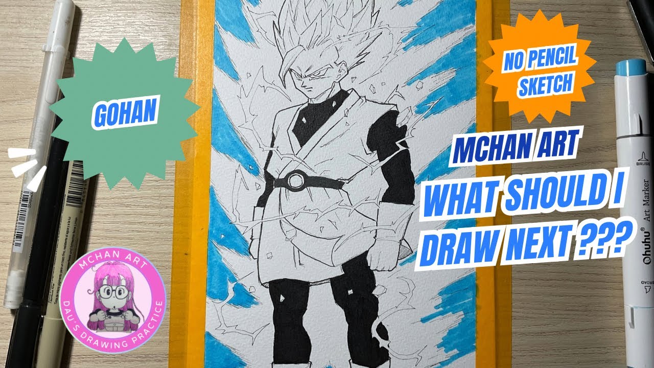 Easy drawing with Marker - Gohan - YouTube