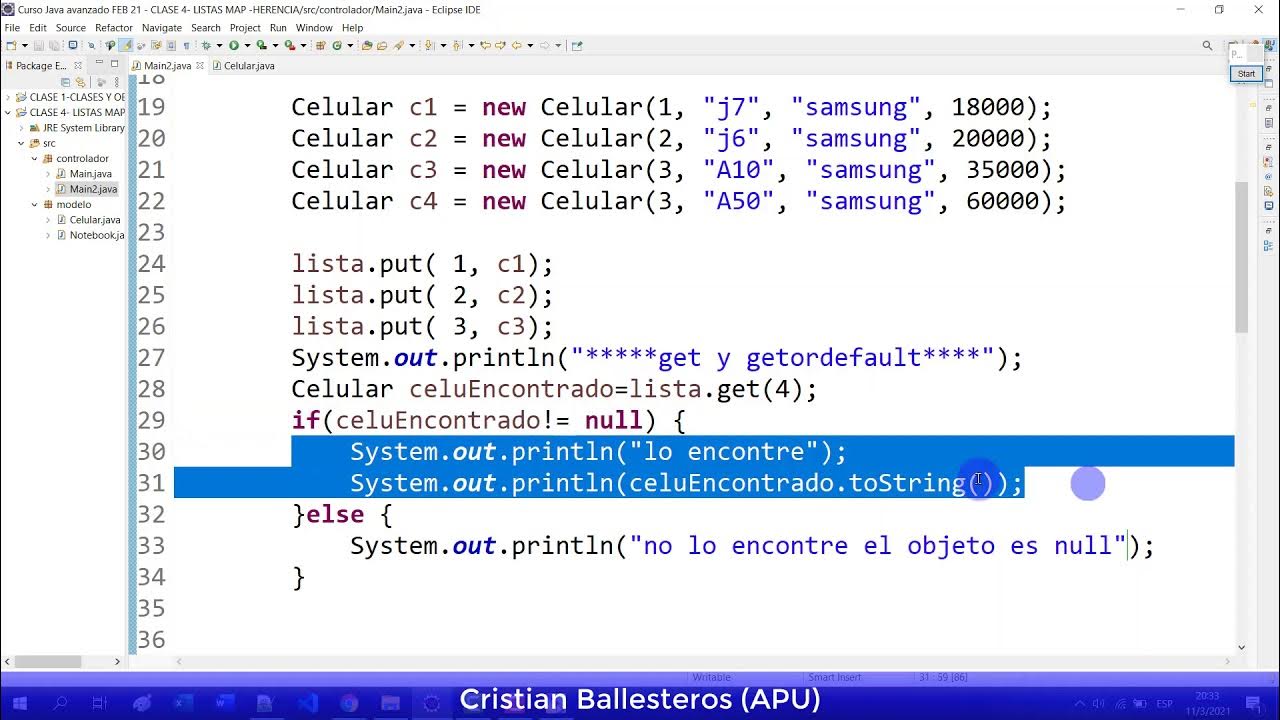 Listas Map HashMap con objetos en JAVA isEmpty containskey value remove ...