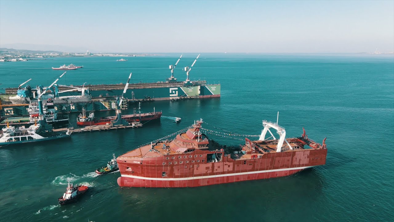 Launch of the hull for RIMFROST new krill vessel at Tersan Shipyard ...