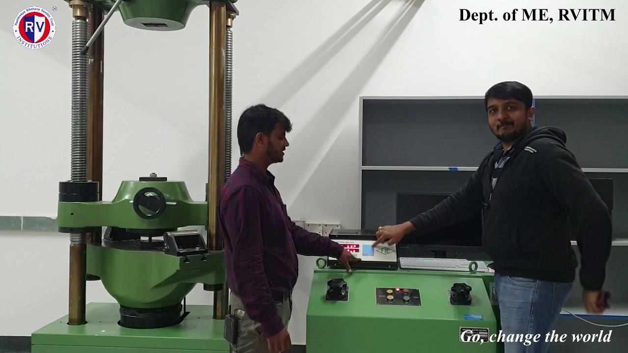 Compression test on brittle material (Cast iron) using UTM, RVITM by Dr ...
