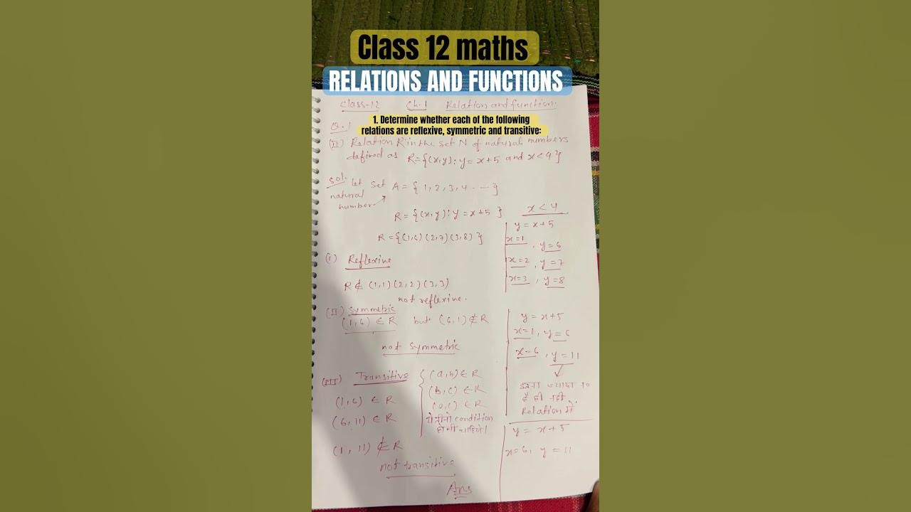 1. Determine whether each of the following relations are reflexive, symmetric and transitive ii ...