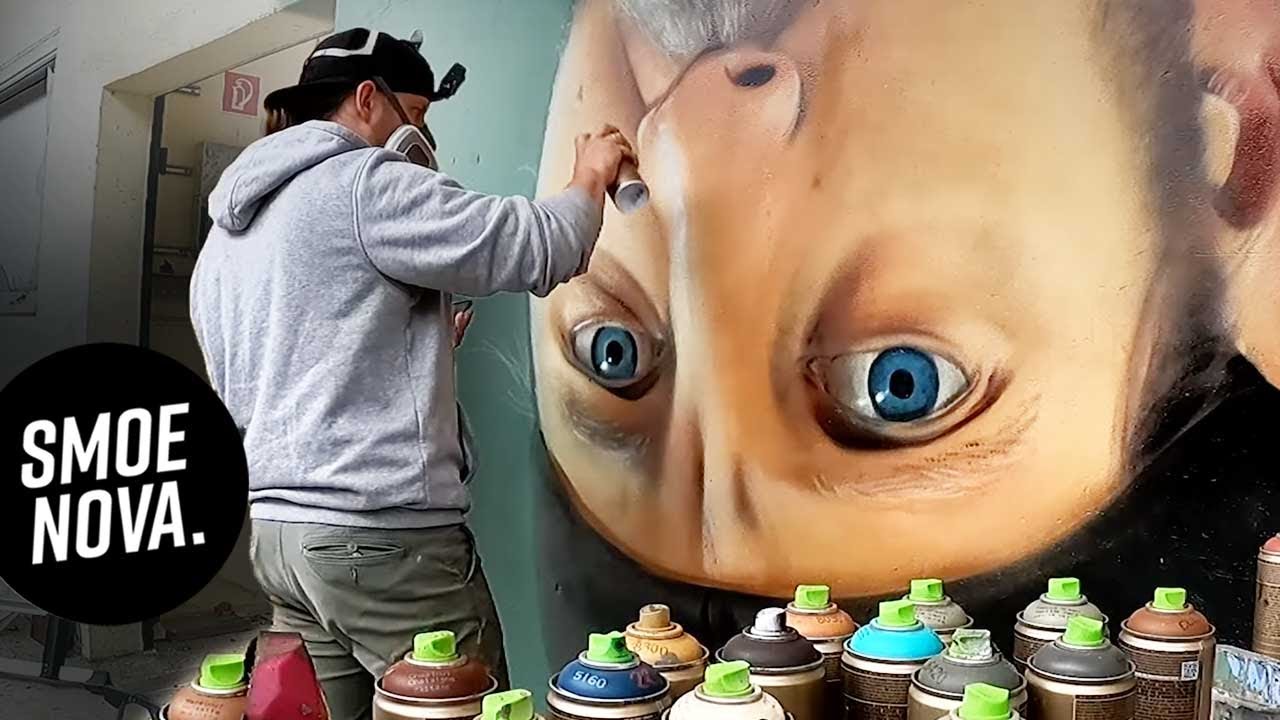 I PAINT a Self Portrait UPSIDE DOWN! Does it look like ME??? - YouTube