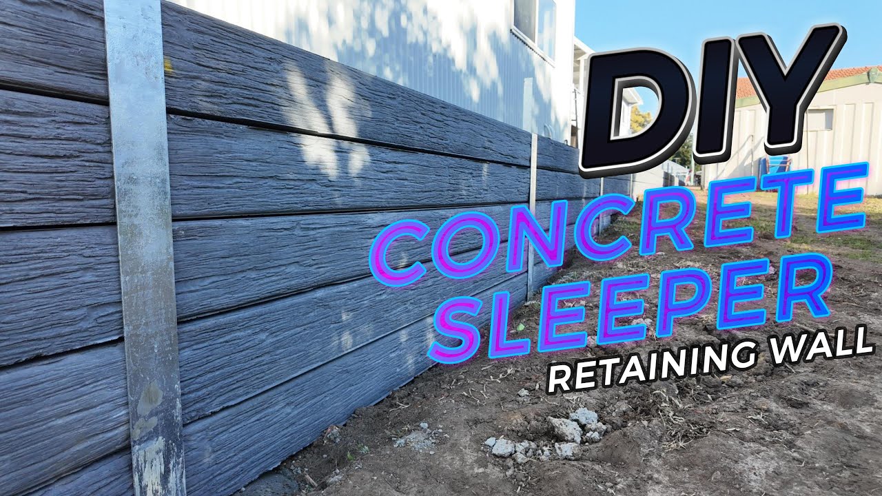 DIY Concrete Sleeper Retaining Wall Build - YouTube