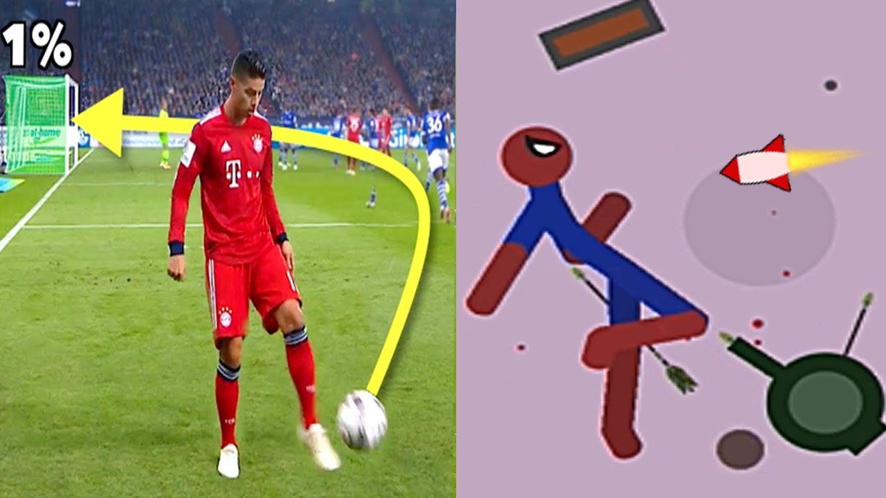 Best Falls | Real Footbal vs Stickman | Highlight Stickman Dismounting ...