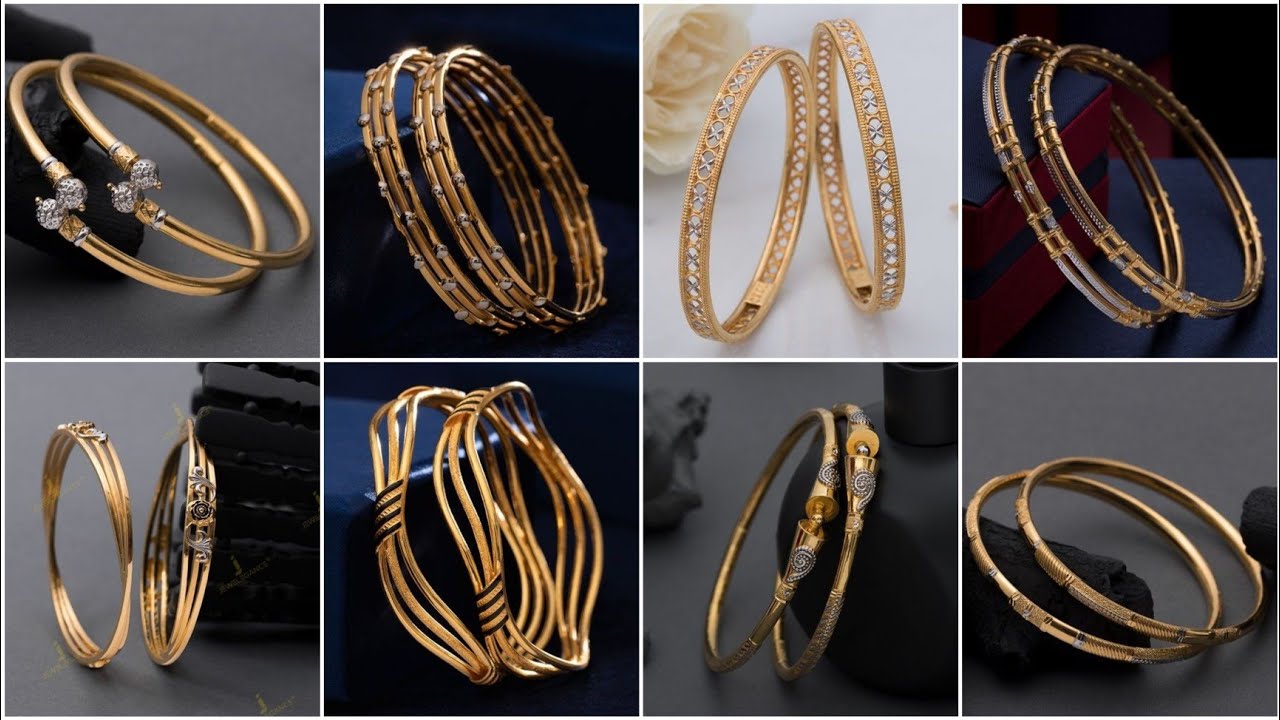 Lightweight Gold Bangles design / Daily wear Gold Bangles design / Gold ...
