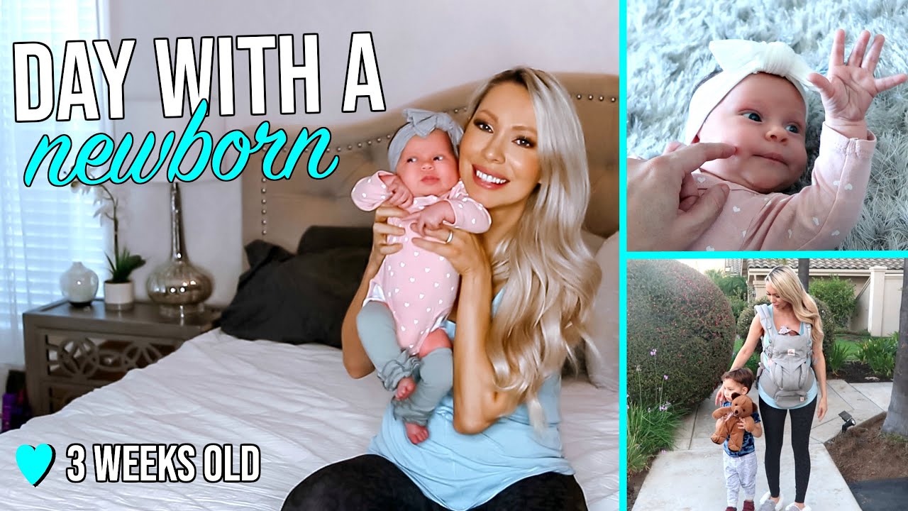 DAY IN MY LIFE WITH A NEWBORN / 3 Weeks Old - YouTube