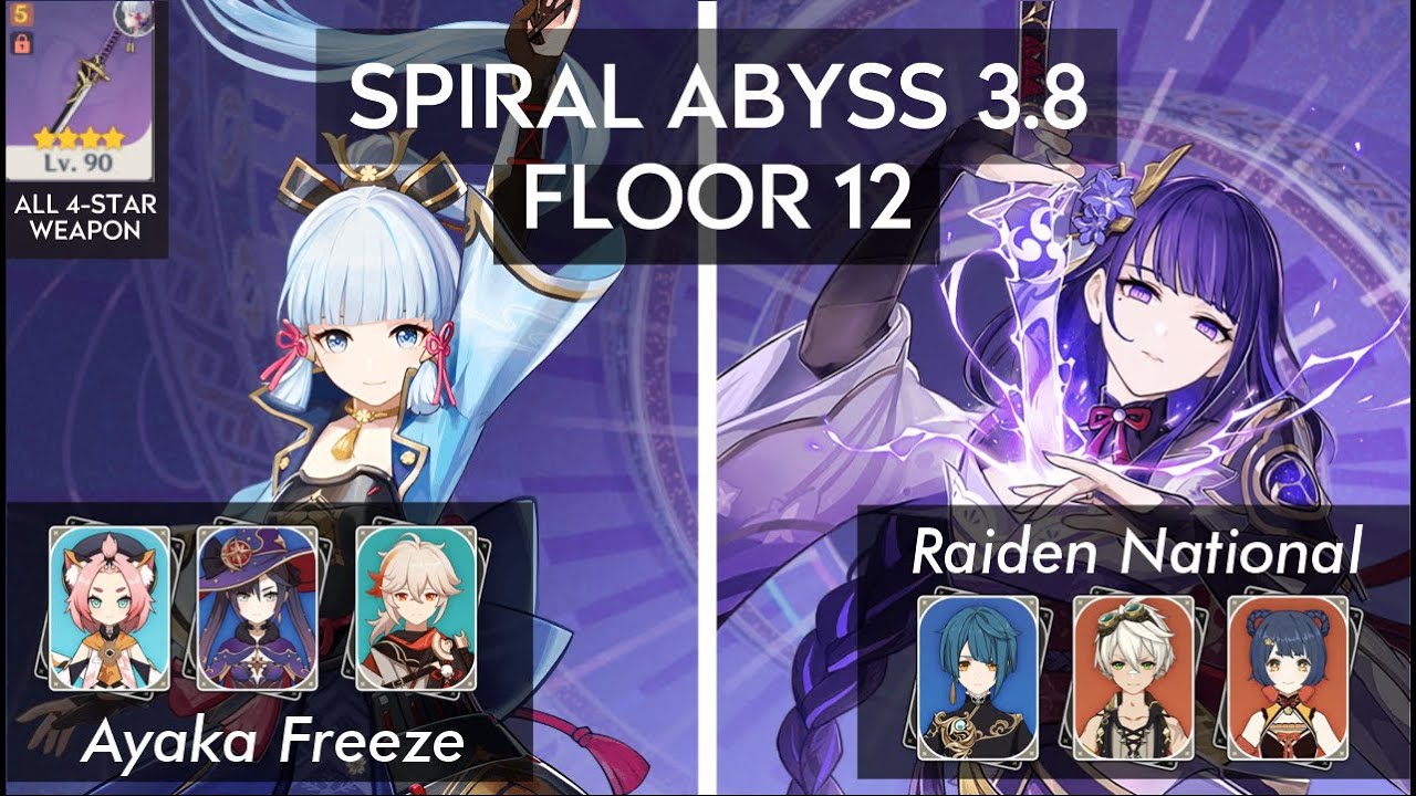 Genshin Impact Spiral Abyss 3.8 | Ayaka Freeze & Rational | 36 Stars 4 ...