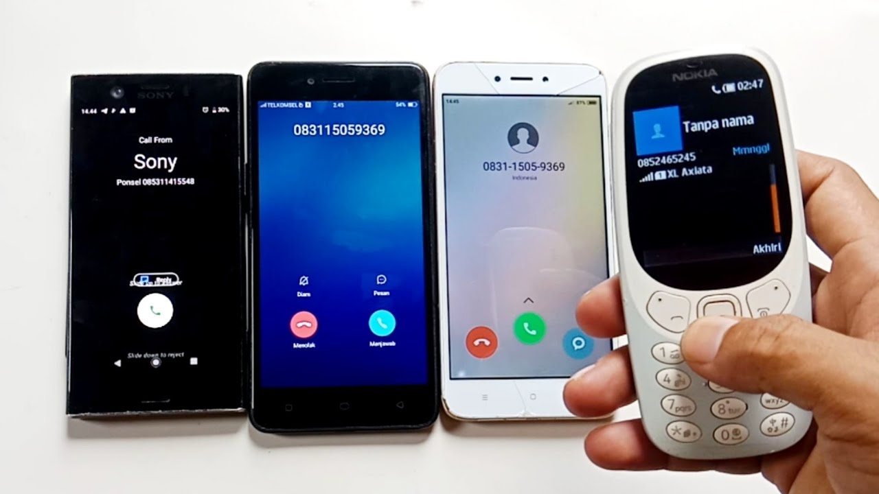 SONY XZ1c & OPPO A37f & REDMI 5A incoming call. nokia TA-1030 out going ...