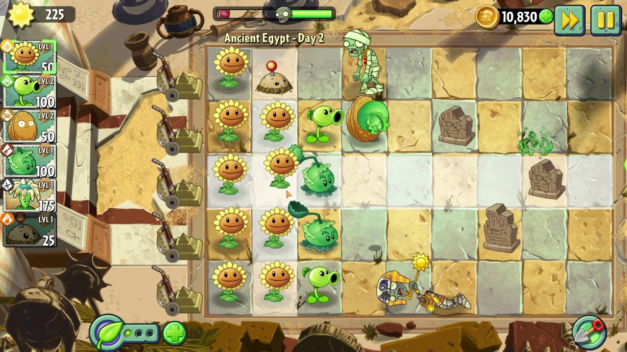Plants Vs Zombies 2 World 1 Day 2 - YouTube