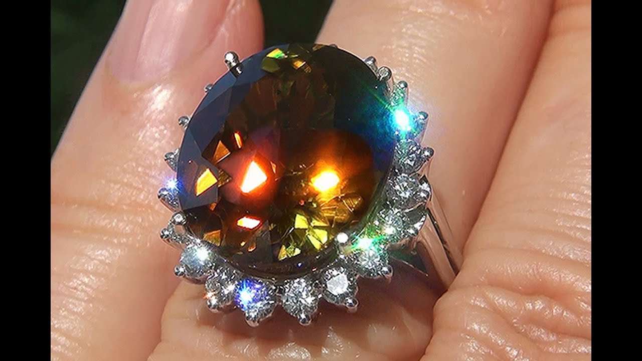 GIA Certified VVS1 Natural Parti-Colored Tourmaline Diamond 14k White ...