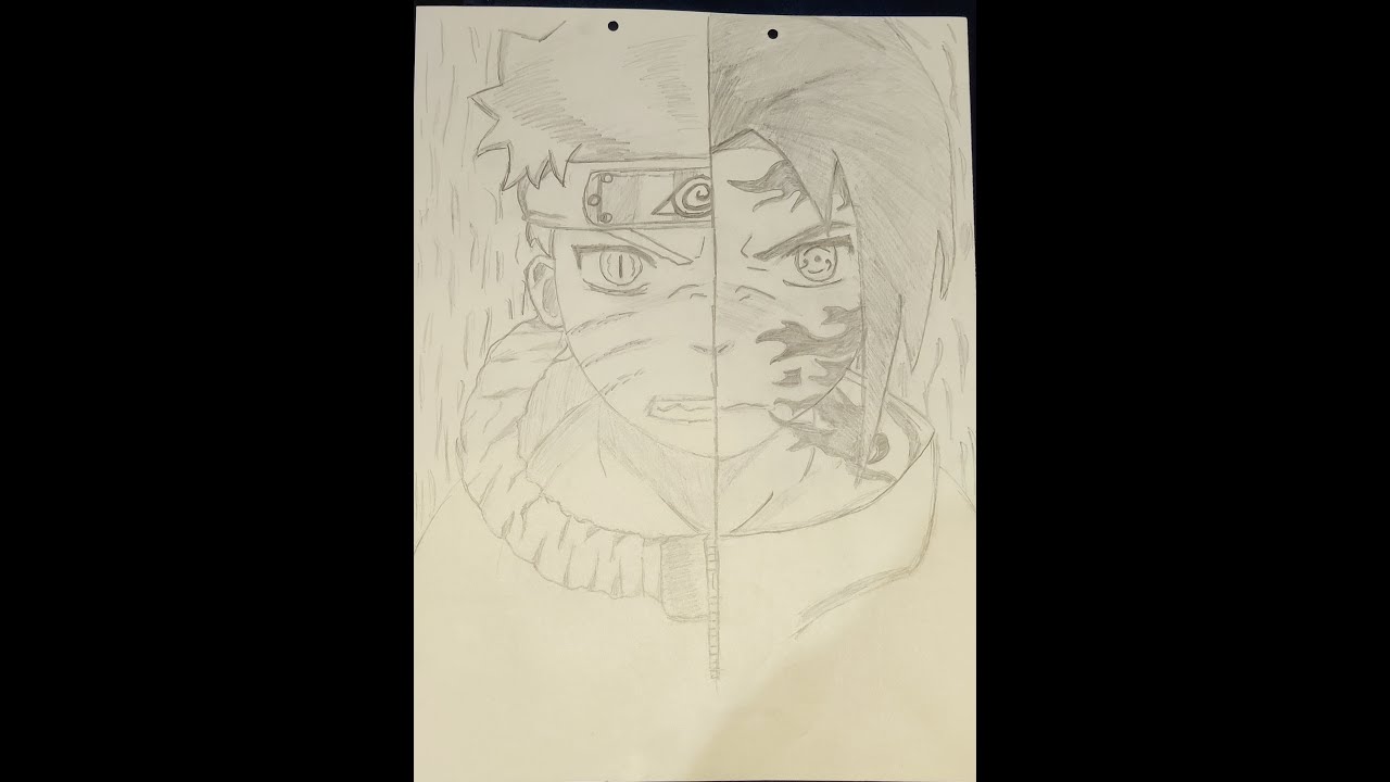 Naruto and Sasuke Split Face Drawing - YouTube