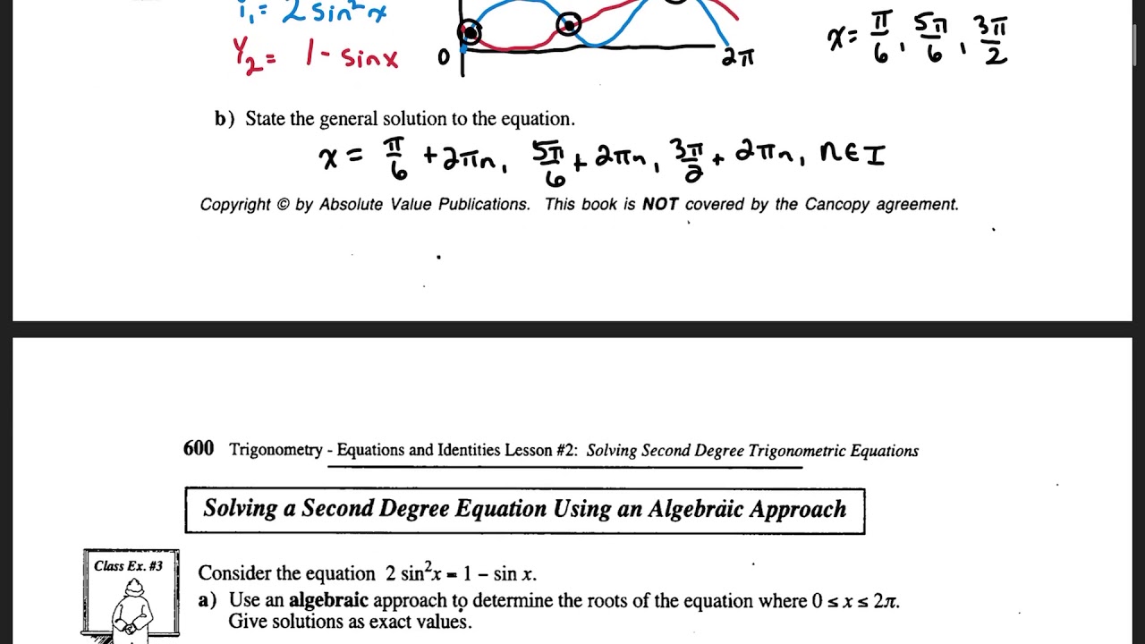 Math 30-1 Lesson #2 Solving Second Degree Trigonometric Equations - YouTube
