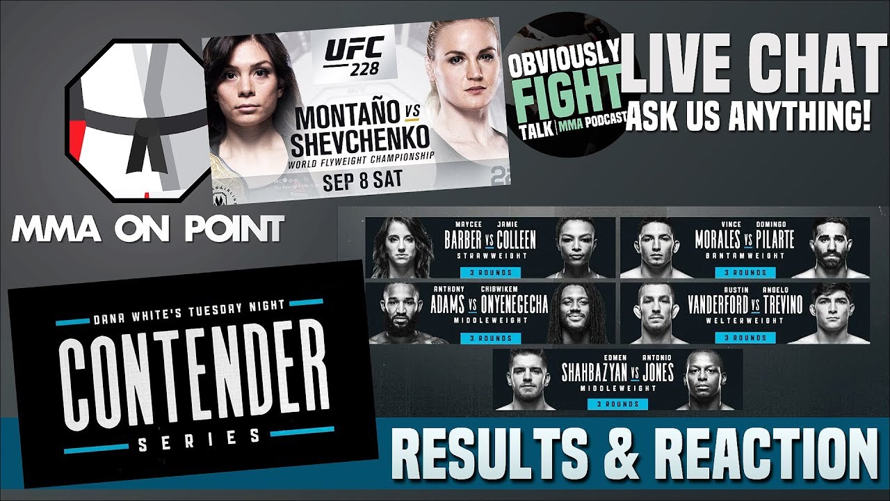 LIVE CHAT: UFC 228 Fight Card, White vs Schaub, UFC Contender Series ...