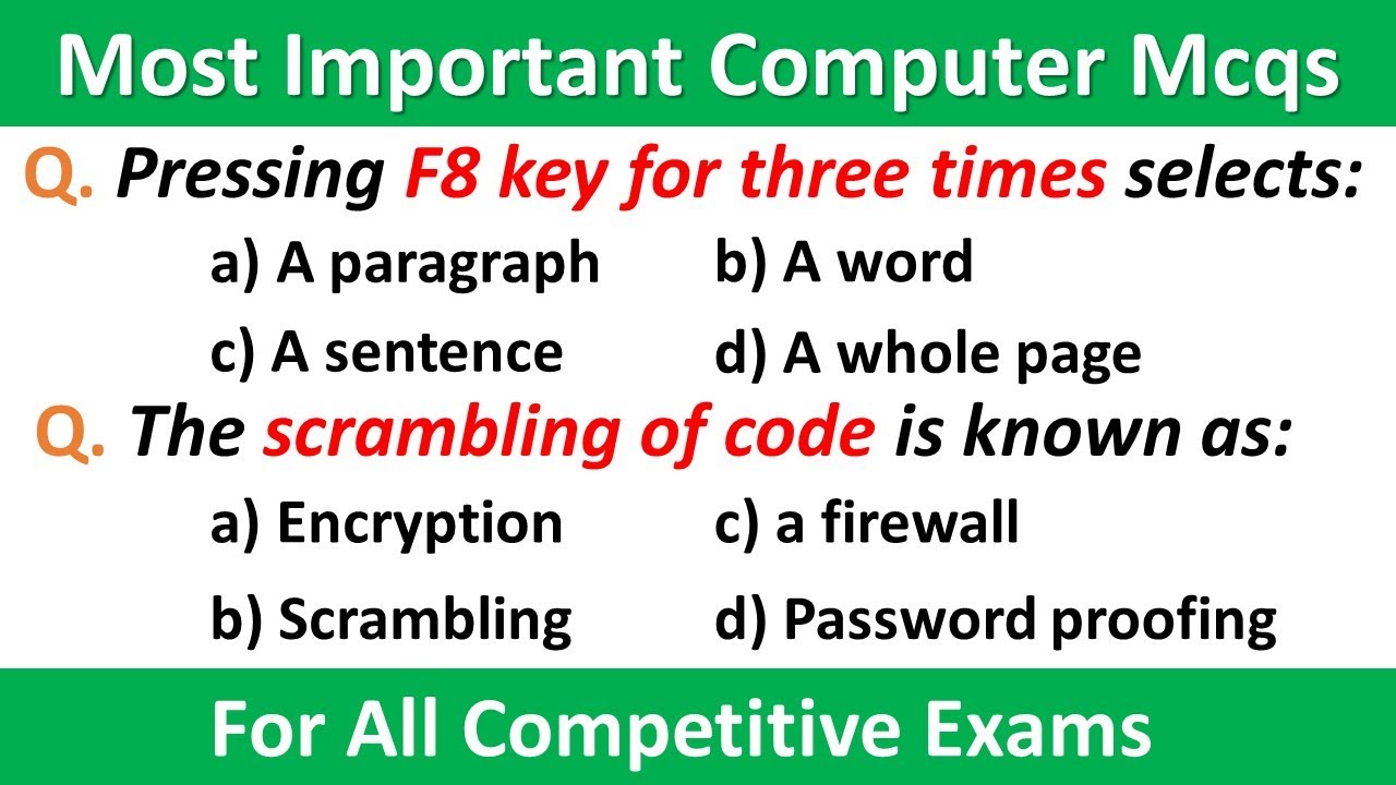 Most Important Computer Mcqs | Computer Science Mcqs | Most Repeated ...