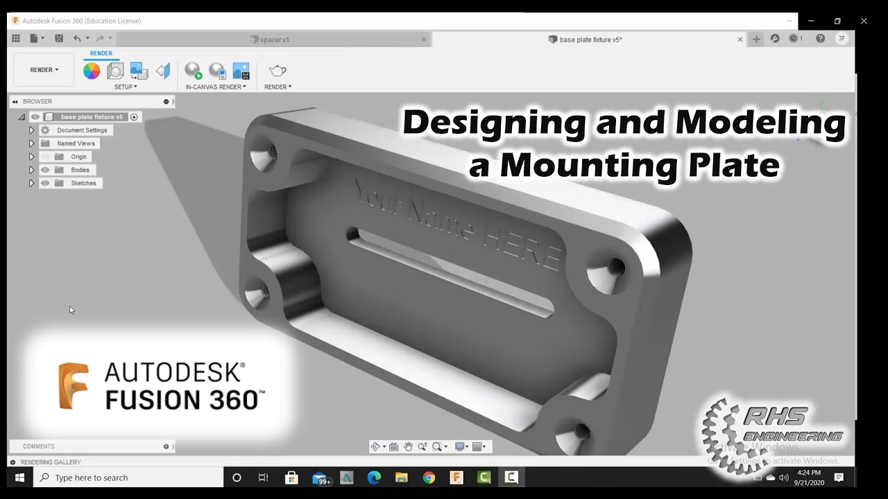 Designing a Mounting Plate with Fusion 360 - YouTube