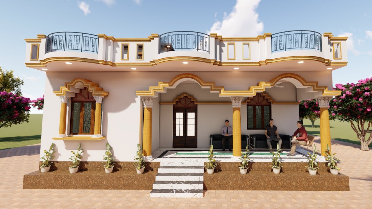 4 Bedroom Ke Sath Ghar Ka Naksha , Village House Plan with 4 Bedroom ...