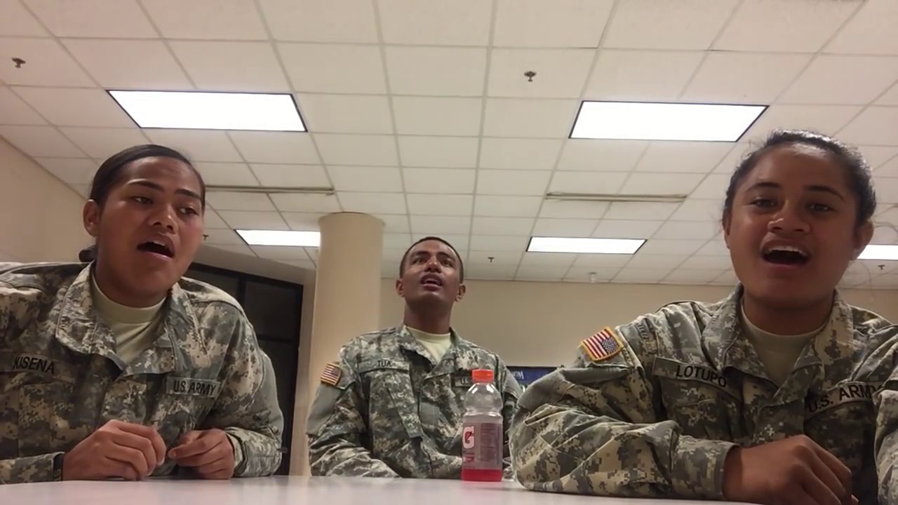 Samoan Soldiers singing Samoa Matalasi in AIT School Fort Lee VA 2015 ...
