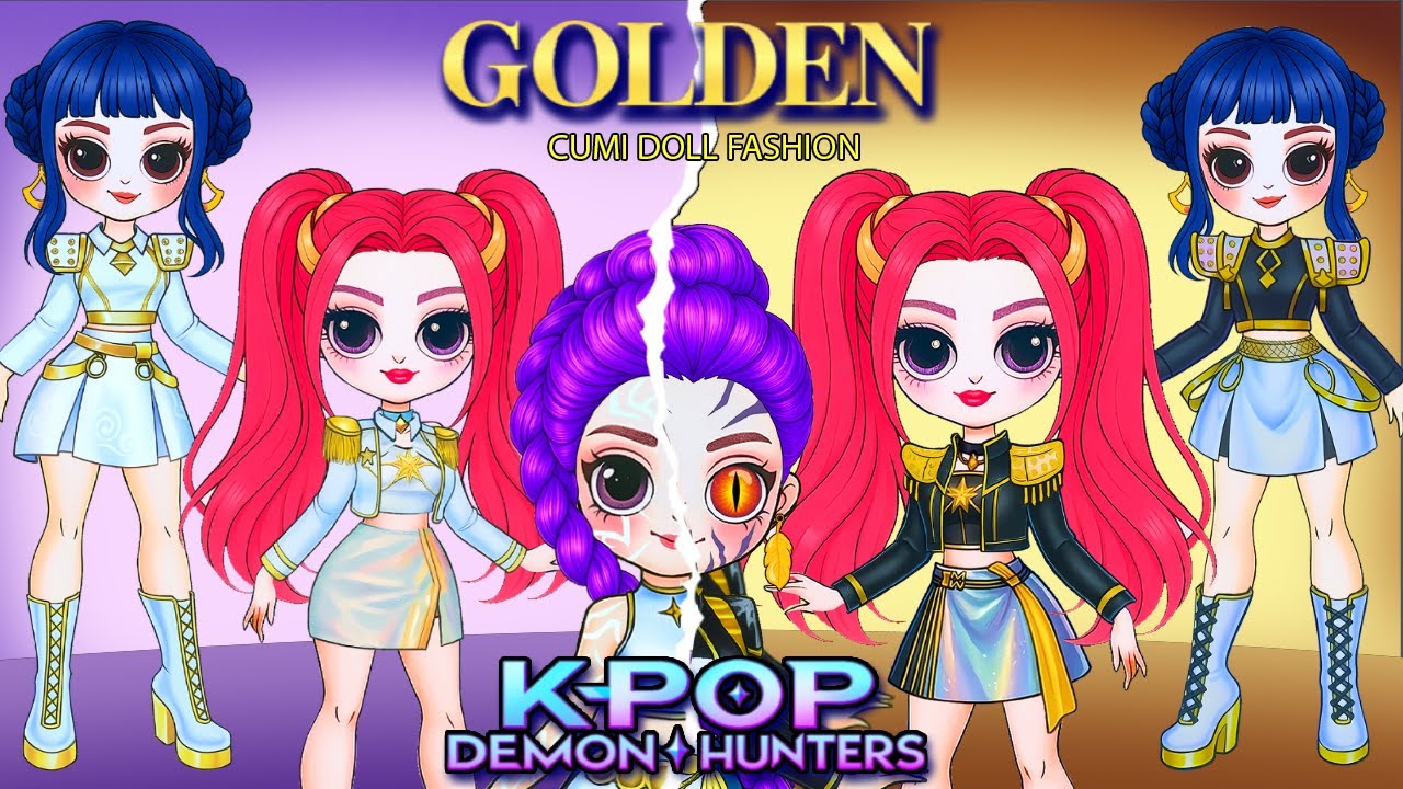 K-Pop Demon Hunters Rumi Golden Glow Up & Huntrix Makeover | DIY ...