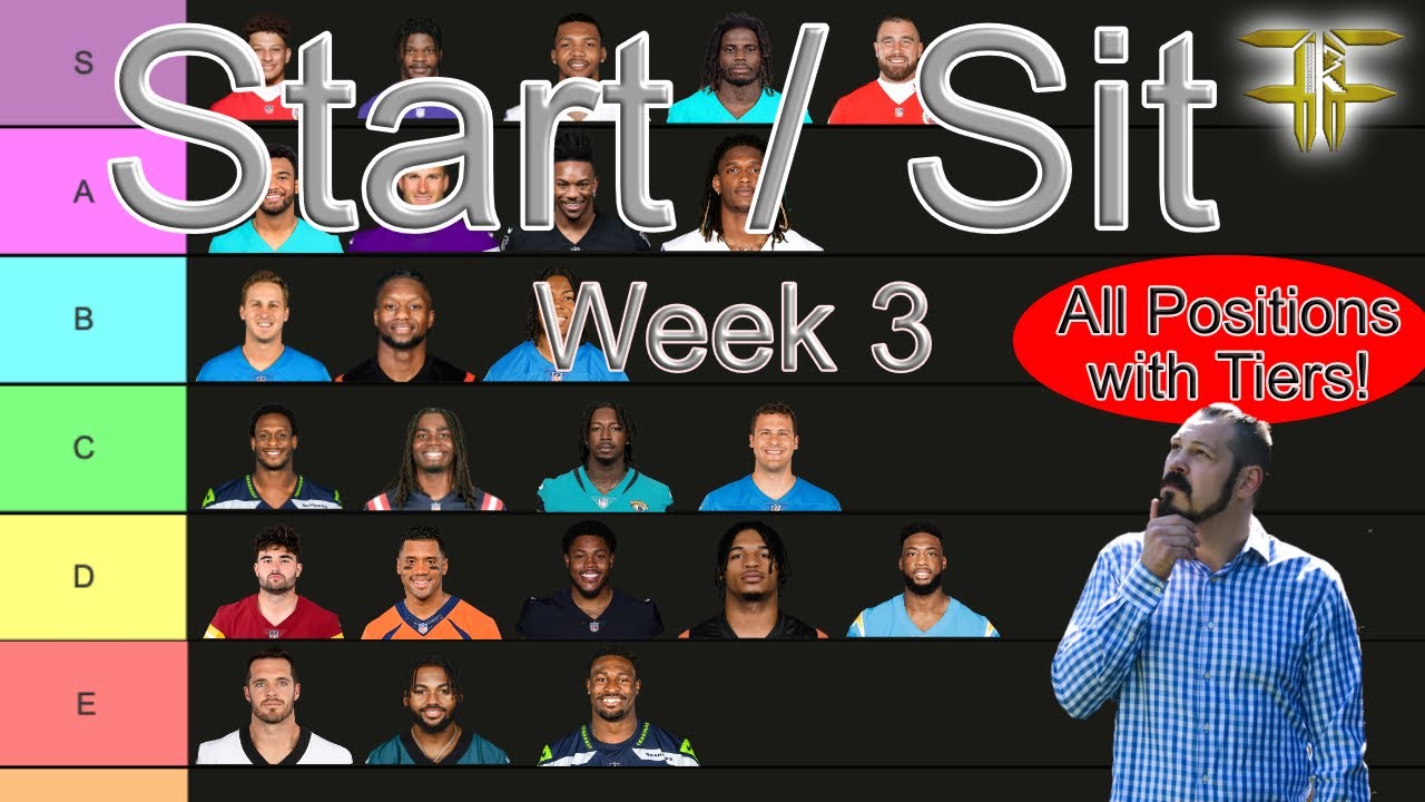 Start Sit Rankings & Tiers: Week 3 | 2023 NFL Fantasy Football | .5 PPR ...