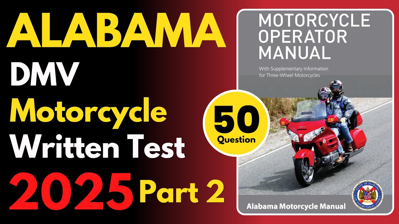Alabama Motorcycle Written Practice Test | Part 2 | DMV Motorcycle ...