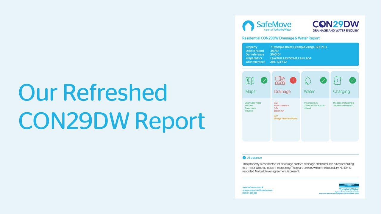 Overview of SafeMove's CON29DW Residential drainage and water Report ...