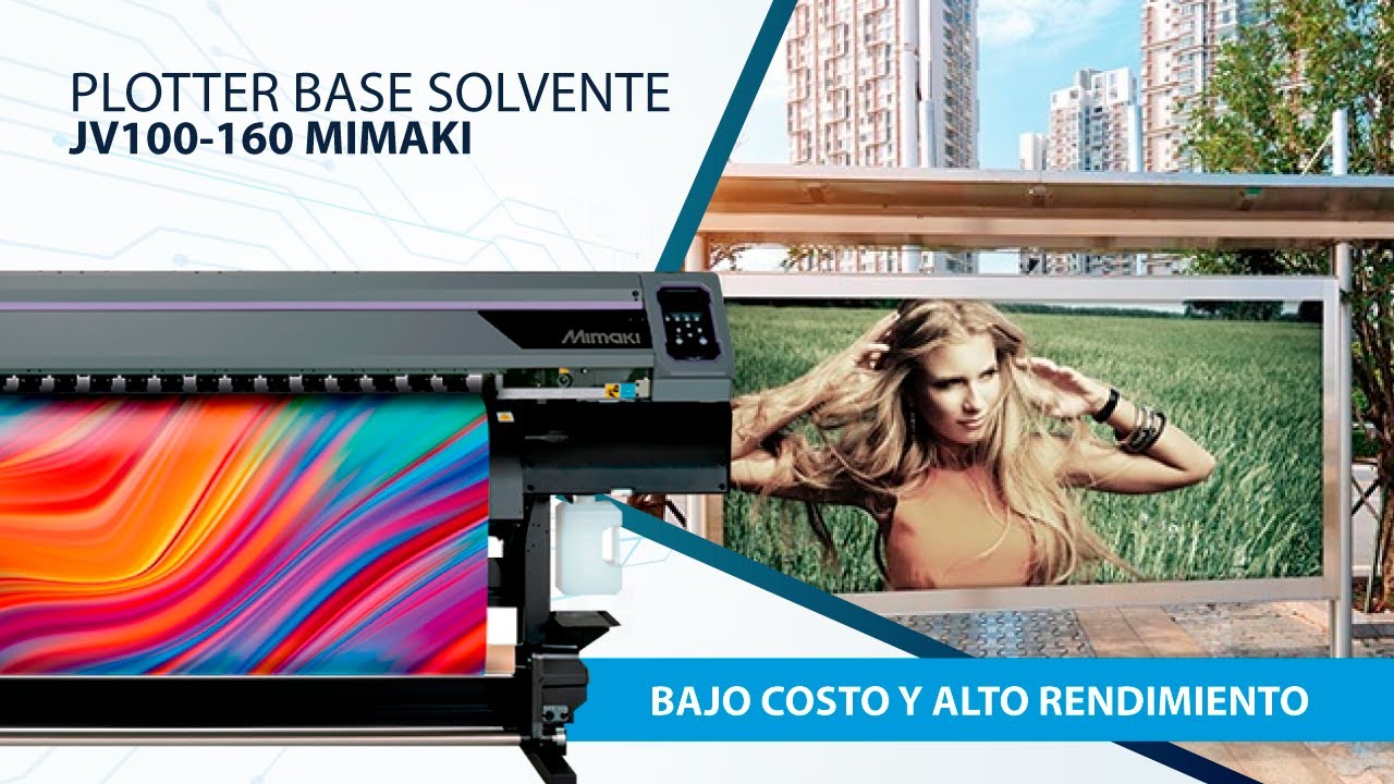 PLOTTER BASE SOLVENTE MIMAKI JV100-160 I EM GRAPHICS I - YouTube
