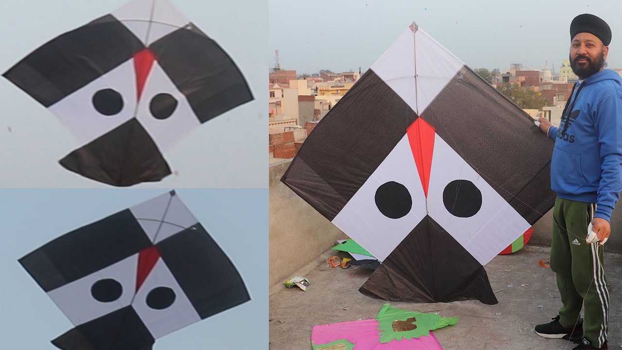 FLYING 6 FEET BEAUTIFUL KITE ON BASANT / BEAUTIFUL 6EET KITE WITH EYES ...