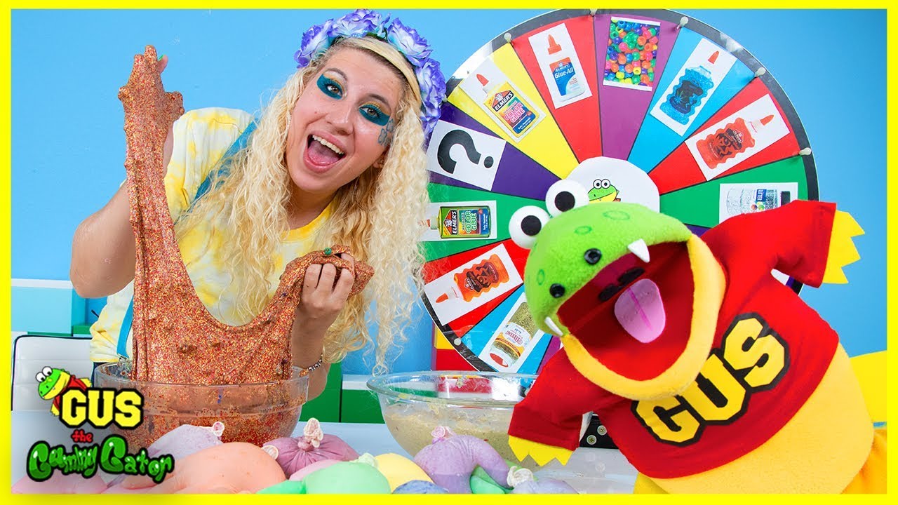 3 colors of glue slime challenge mystery wheel!!! - YouTube