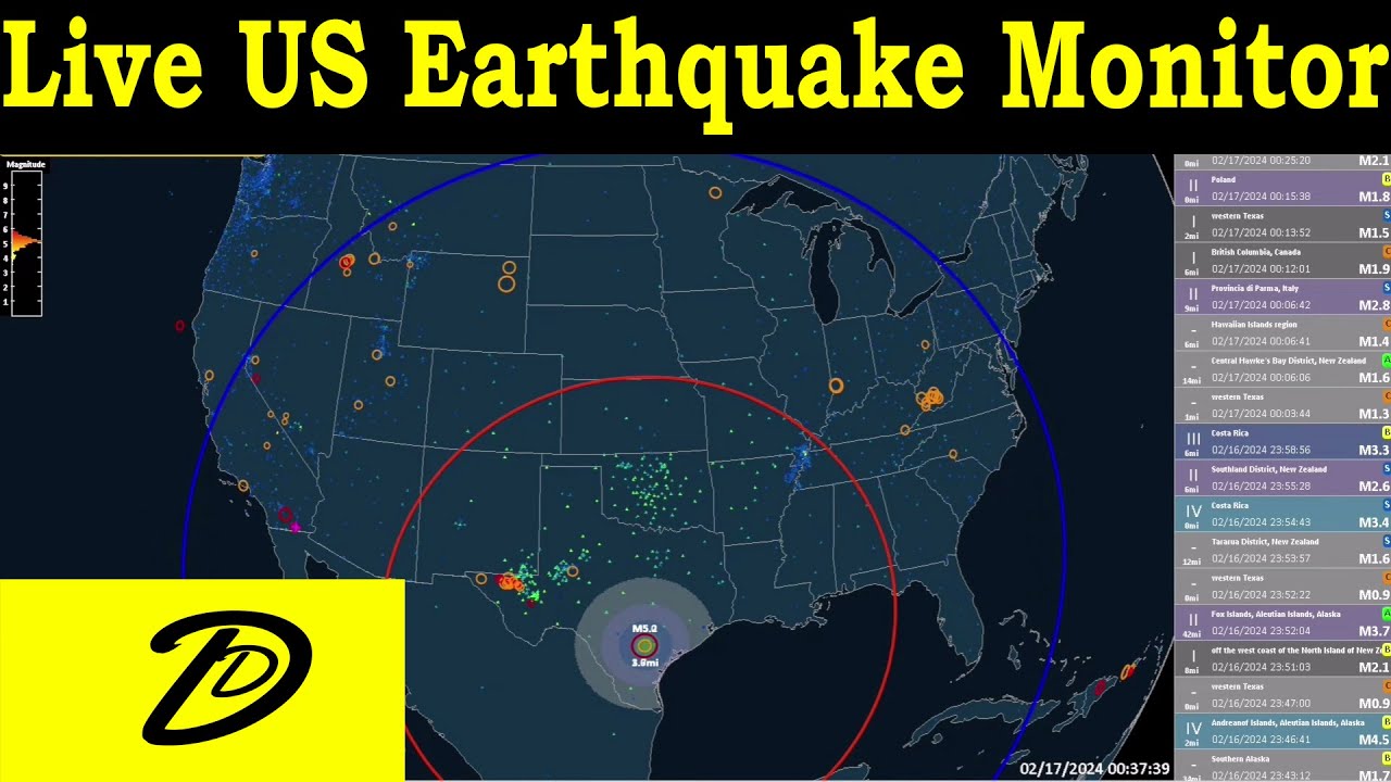 Live Earthquake Monitoring of The United States | The Lower 48 - YouTube