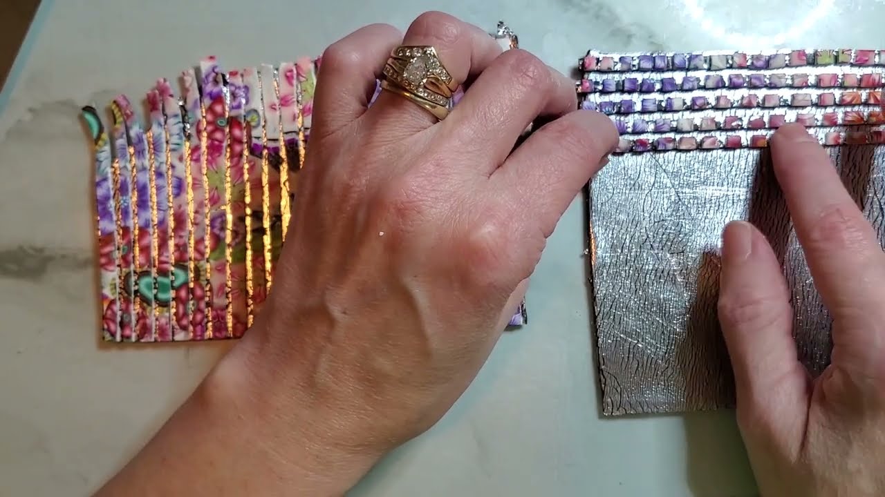 Mosaic tile earrings - polymer clay cane, silver leaf, Unique ...