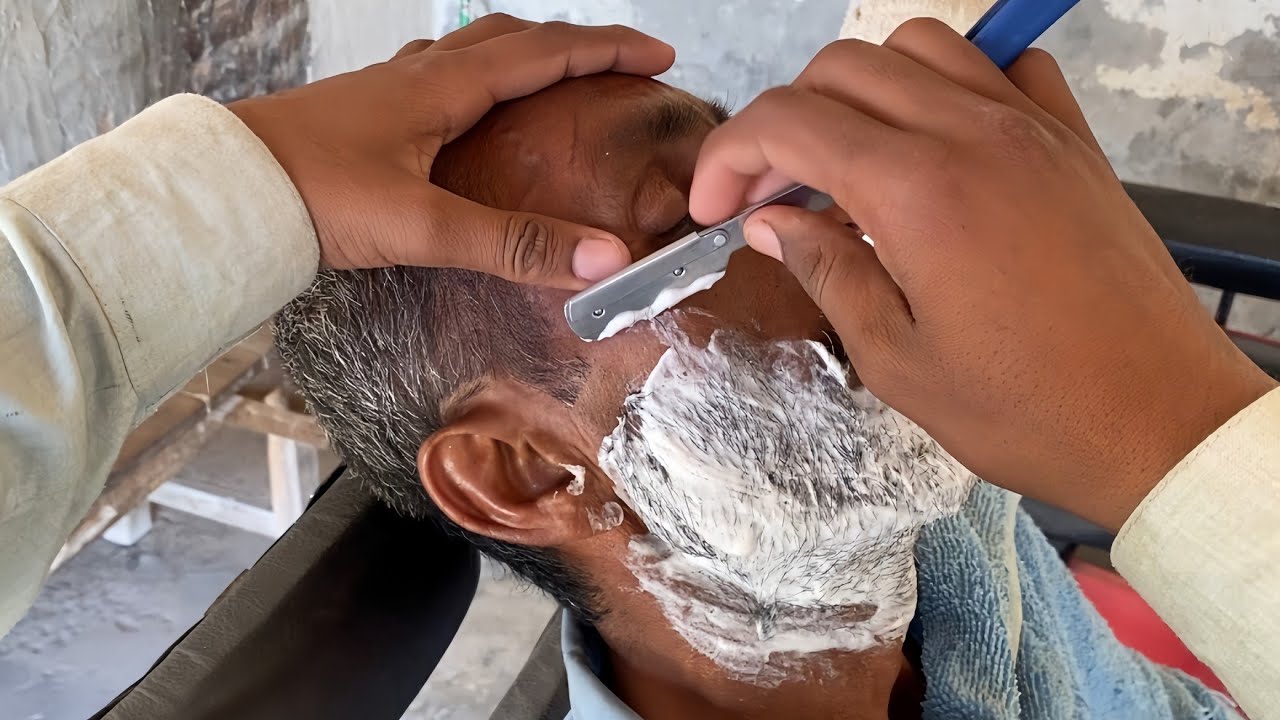 ASMR Fast Shave with Straight Razor in Barbershop | Clean shaving For ...