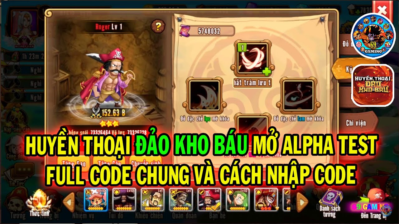 ALPHA TEST NHẬP FULL CODE HUYỀN THOẠI ĐẢO KHO BÁU CÁCH NHẬP CODE | 69 ...