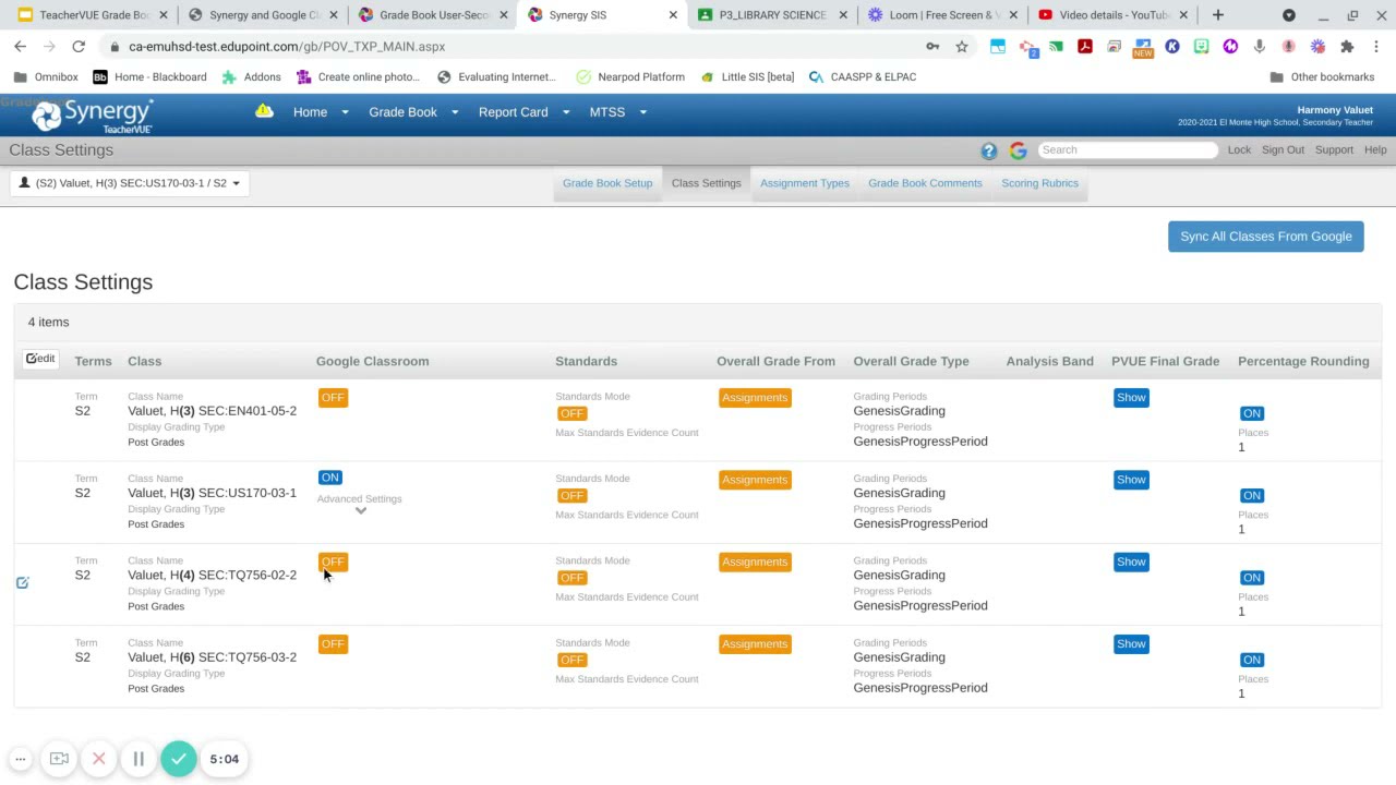 Syncing Synergy Gradebook and Google Classroom with Class Code - YouTube