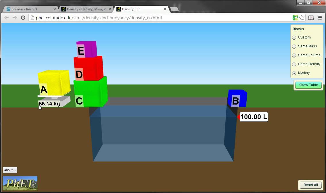 How to use the PHET Density simulator. - YouTube