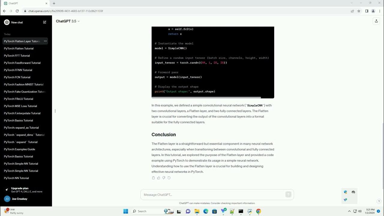 pytorch flatten layer - YouTube
