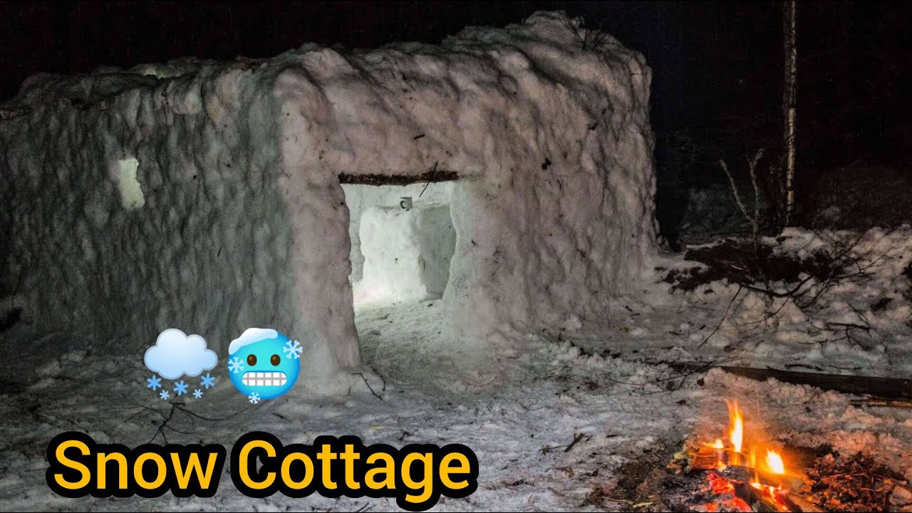 Snow Cottage in a bunker in the winter shelterBreak in the woods - YouTube