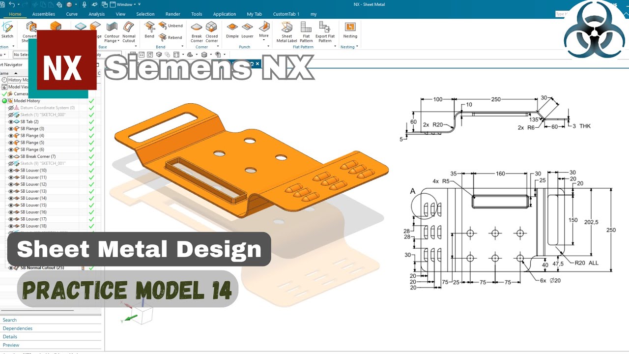 Siemens NX-Sheet Metal || Practice Model 14 for Beginners - YouTube