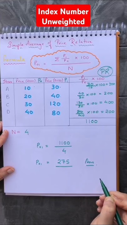 Index Number | Simple Average of Price Relative Numerical | Statistics #economics #statistics # ...