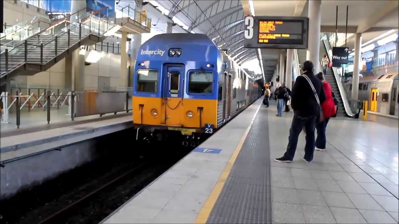 NSW TrainLink Intercity 4 Car V-Set arrives at Olympic Park Railway ...