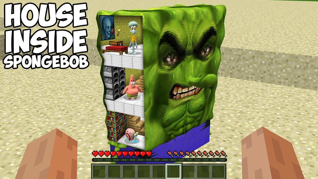 What's inside SPONGEBOB HULK house in Minecraft? House inside a ...