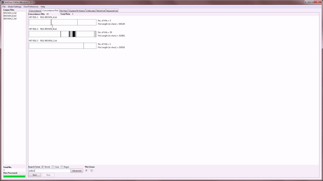 AntConc 3.4.0 Tutorial 4: Concordance Plot Tool - YouTube