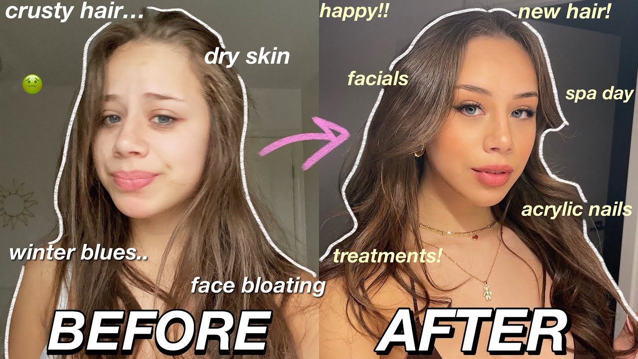 EXTREME GLOW UP TRANSFORMATION 2022 | nails, hair, eyebrows, sweat pods, & self care spa night ...