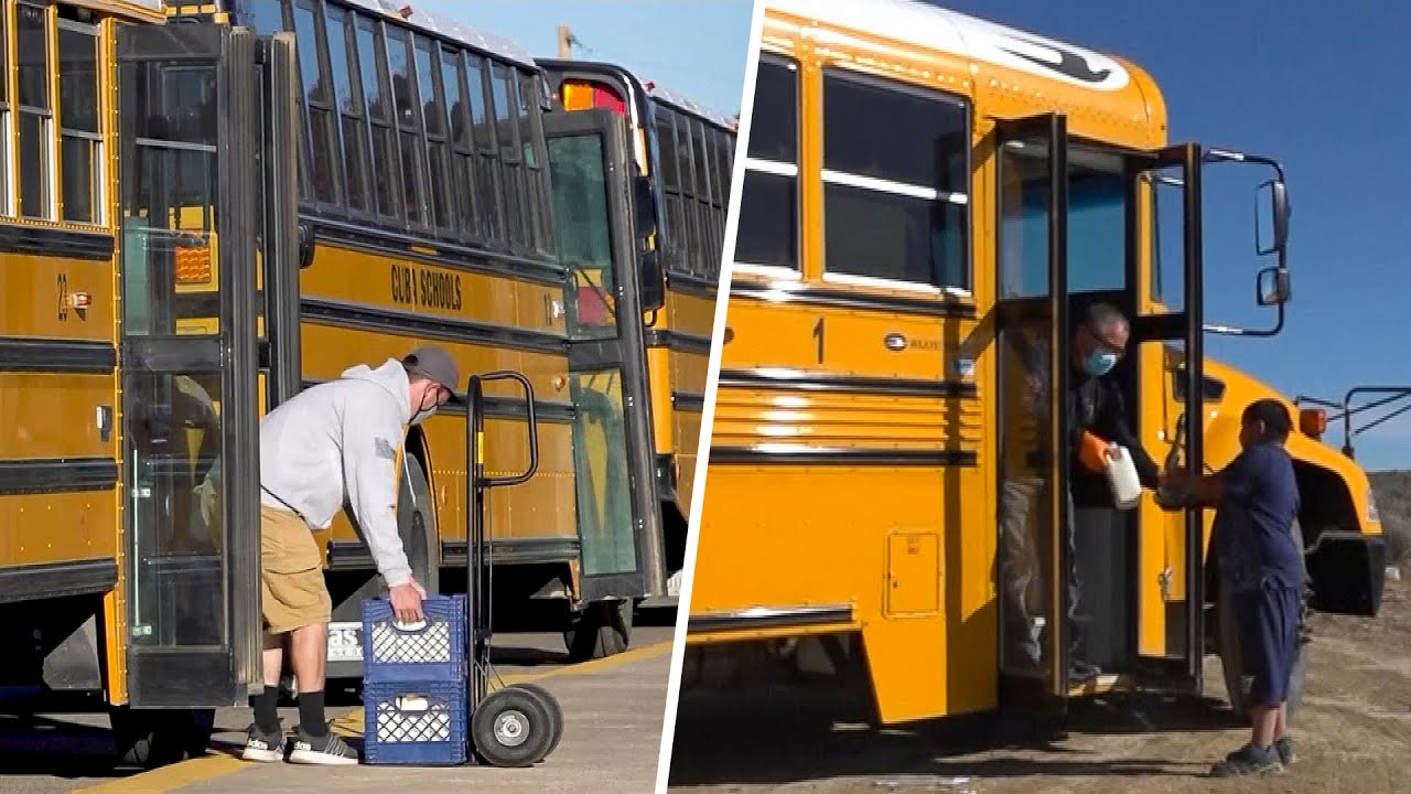 School Buses Deliver Food and Supplies to Navajo Students - YouTube