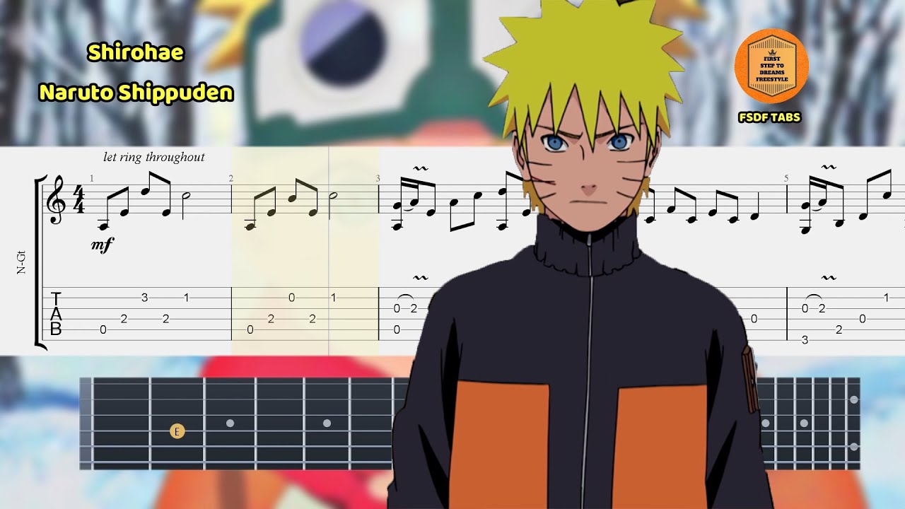 Shirohae Naruto Shippuden - Tutorial de Guitarra + Partitura - YouTube