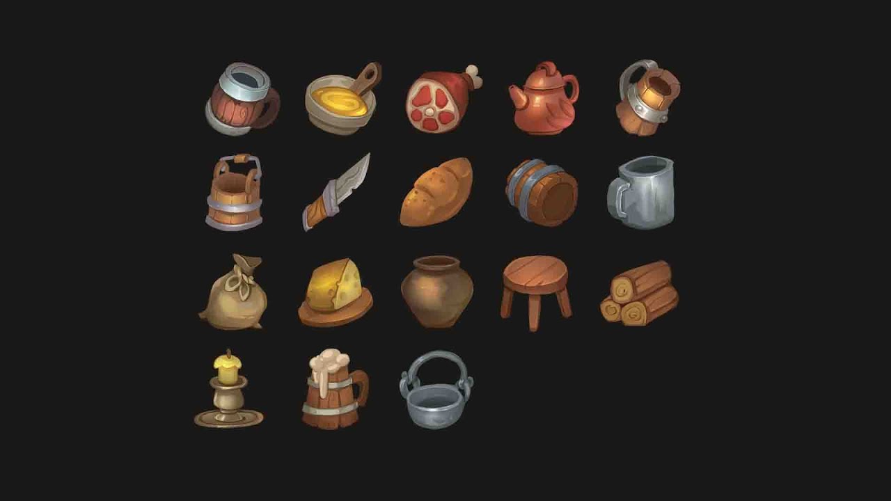 Medieval Tavern Icons Part 1 - 2D Game Art Game Asset Digital Painting ...