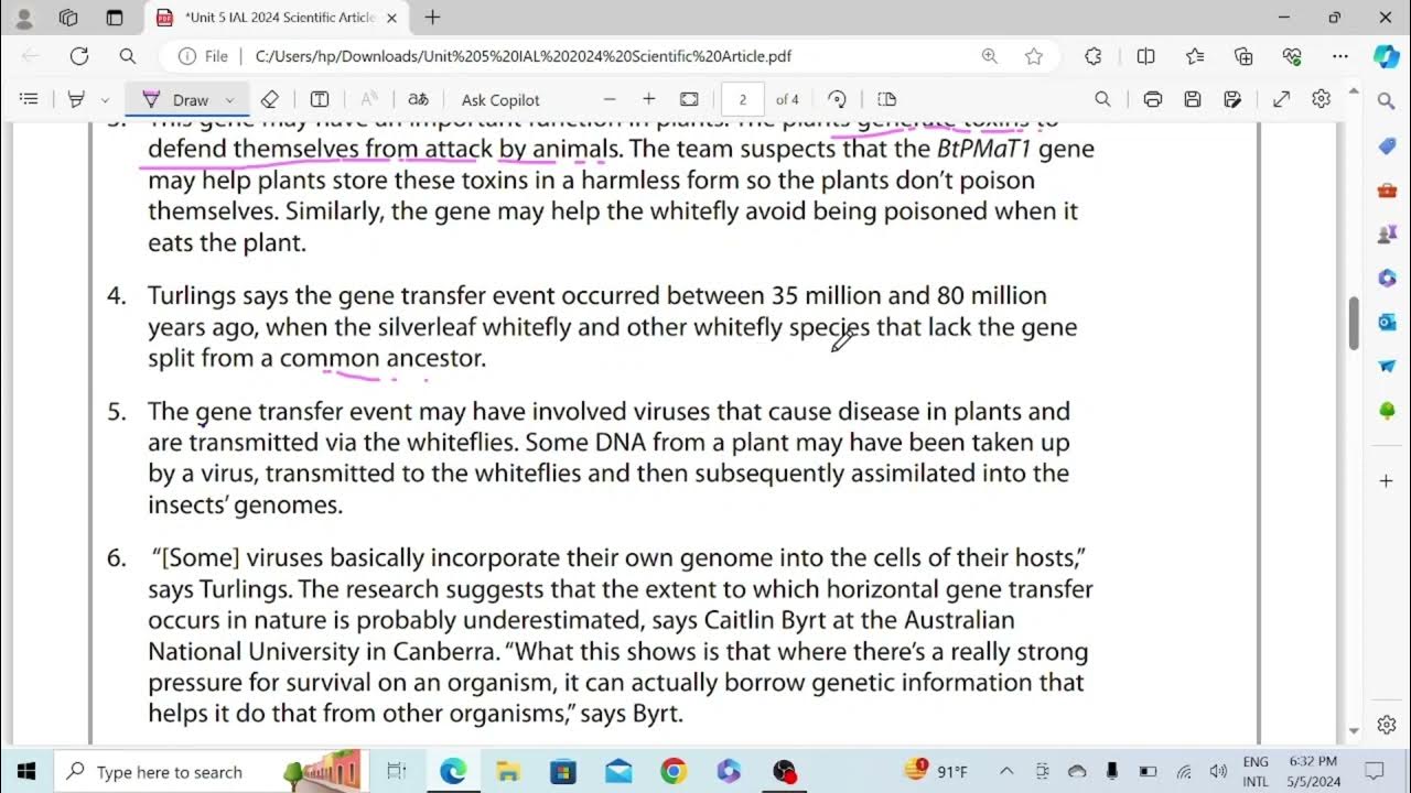 Unit 5 Scientific Article Biology Edexcel IAL June 2024 Part 1 ...