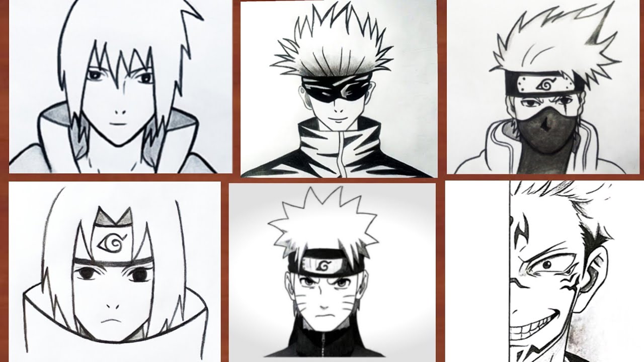 anime six characters drawing for beginners / 6 best anime drawing ...
