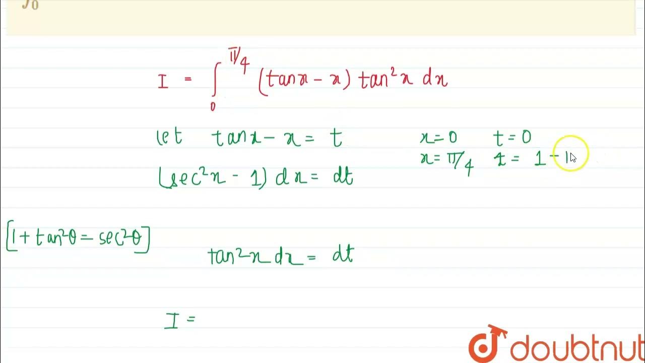 int_0^(pi/4) (tanx-x)tan^2xdx | 12 | DEFINITE INTEGRALS - FOR BOARDS | MATHS | KC SINHA ENGLISH ...