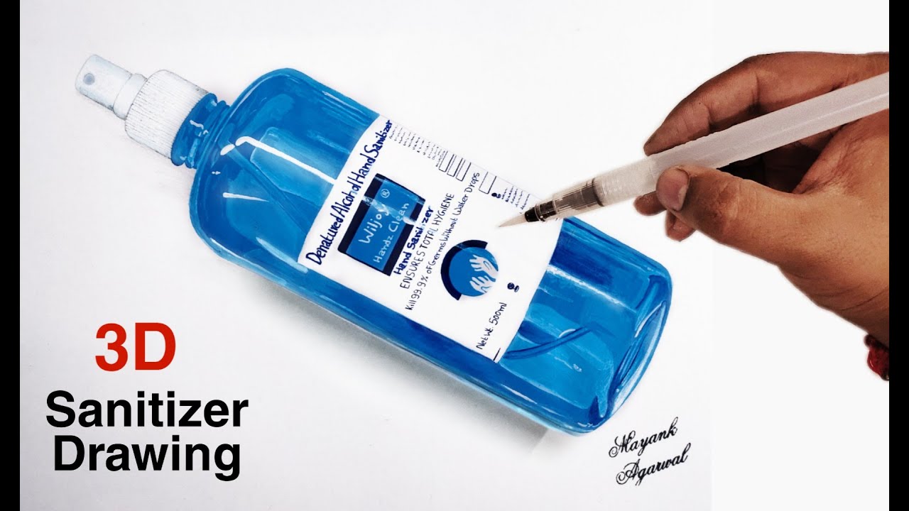 3D Sanitizer Realistic Drawing | How to Draw | Hand Sanitizer - YouTube